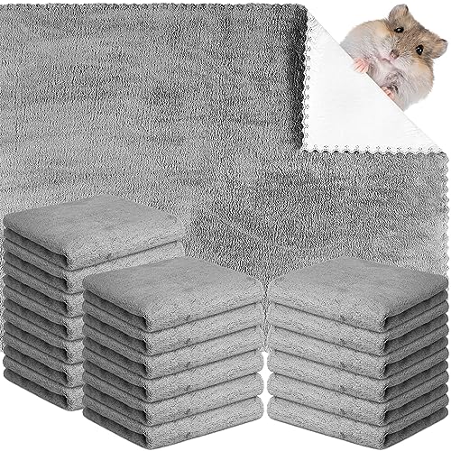 Panelee 20 Pcs Reusable Puppy Pads Waterproof Guinea Pee Pad Washable Pee Pads for Dogs Fleece Cage Liner Blankets Accessories Small Animals Bedding Mats Sleep Mat Pad Cover (Gray,18x24 in)