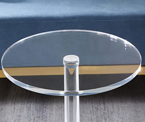 ACRYLCASE Clear Lucite Acrylic Round End Table Pedestal Side Table Furniture (15.7x15.7x23.6''H)
