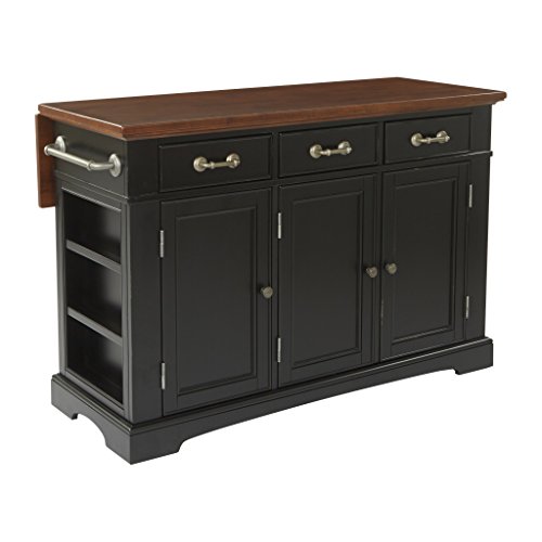 OSP Home Furnishings Country Kitchen Island, Distressed Black