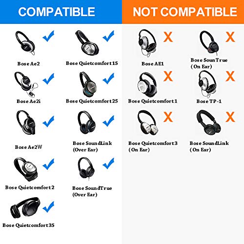 Bose Quiet Comfort 35 Replacemen Ear Cushions Kit by Link Dream Soft Protein Leather Replacement Ear Pad for Bose QC 35/25 / 15 QC2 / Ae2 / Ae2i / Ae2W / Sound Link/Sound True (Black)