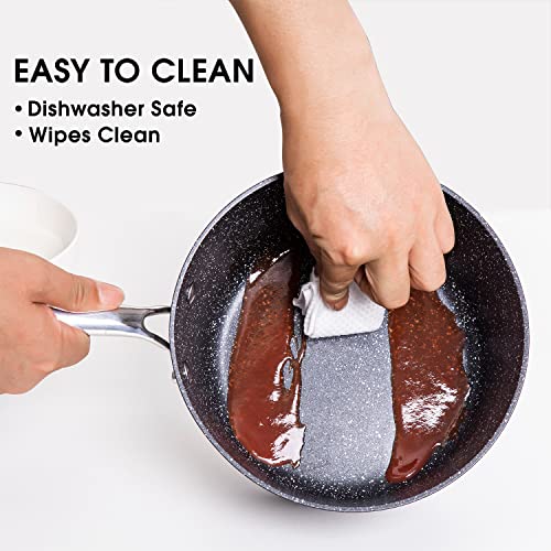 JEETEE Kitchen Pots and Pans Set Nonstick Granite Cookware Set Pans for Cooking w/Frying Pan, Saucepan, Cooking Pot, Oven Safe(Black, 15pcs Cookware Set)