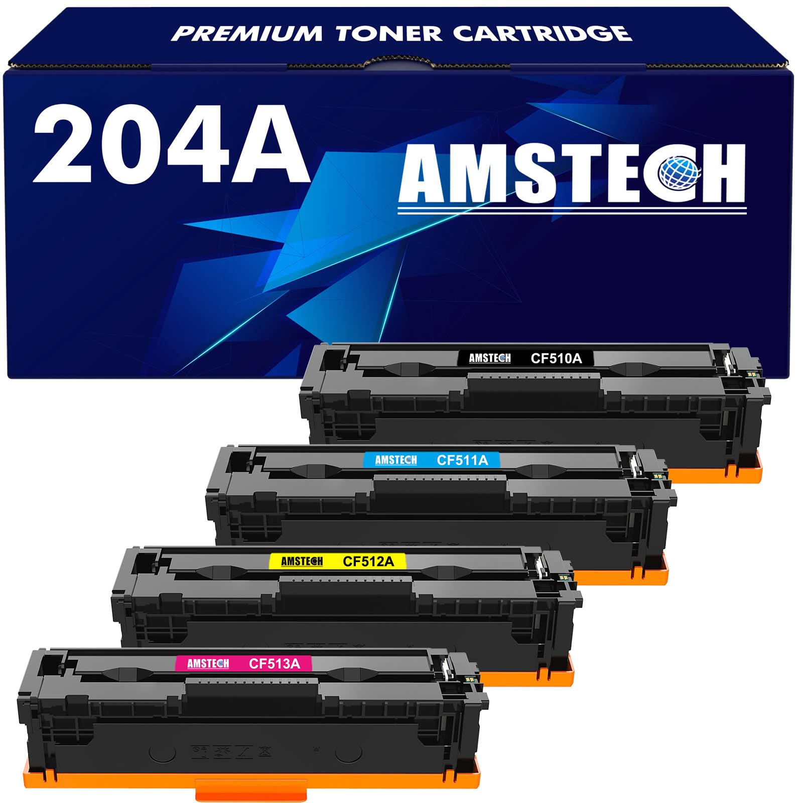 Amstech 204A Toner Cartridges 4 Pack Replacement for HP 204A 204 M180nw Toner Cartridges for HP Color Pro MFP M180nw M180 M180n M181fw M154a M154nw M154 M180 Printer (CF510A CF511A CF512A CF513A)