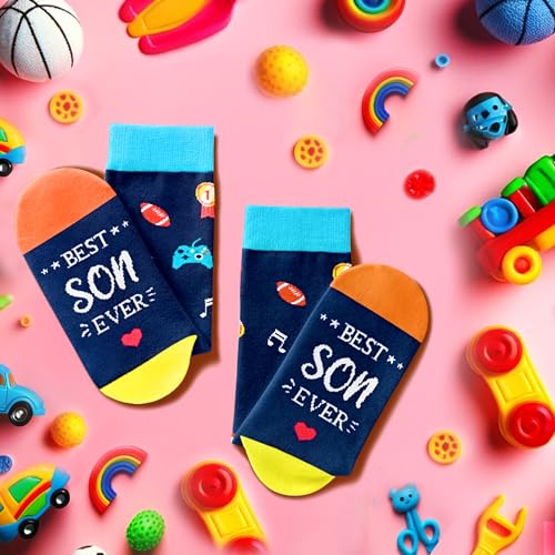 HAPPYPOP Crazy Socks For Kids, Fun Boys Socks, Best Son Ever Gifts, Son Gifts From Mom Dad