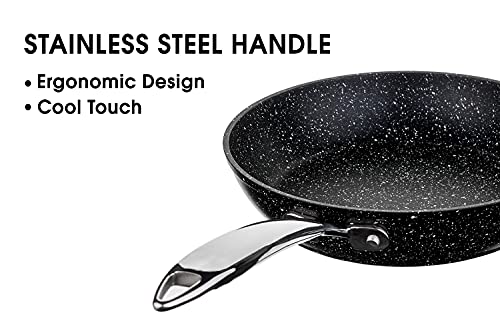 JEETEE Kitchen Pots and Pans Set Nonstick Granite Cookware Set Pans for Cooking w/Frying Pan, Saucepan, Cooking Pot, Oven Safe(Black, 15pcs Cookware Set)