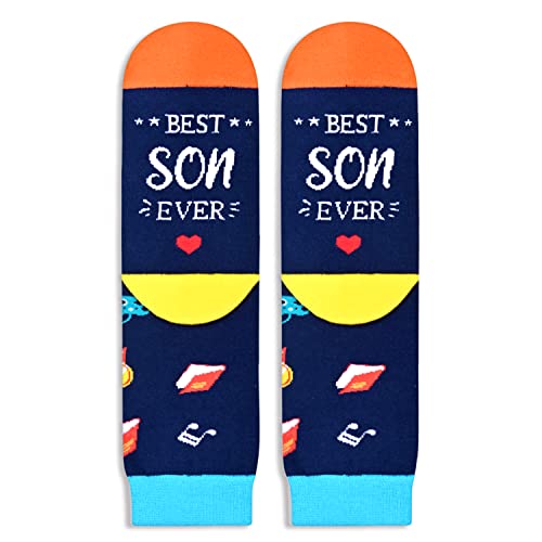 HAPPYPOP Crazy Socks For Kids, Fun Boys Socks, Best Son Ever Gifts, Son Gifts From Mom Dad