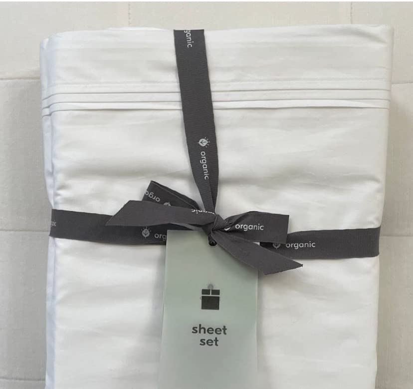 West Elm 400 Thread Count Organic Percale Pleated Edge Sheet Set ~Queen~*White*~
