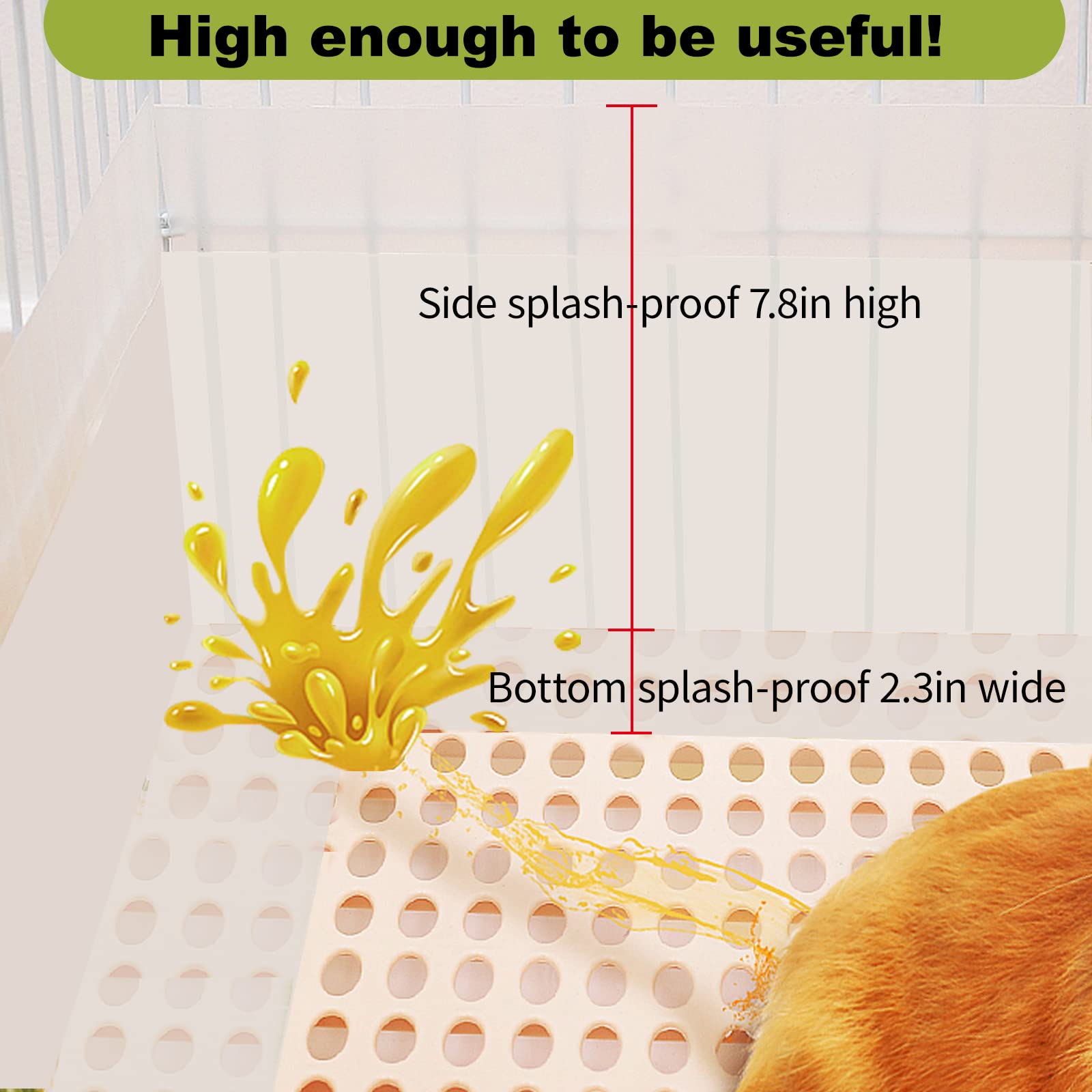4PCS Rabbit Litter Box Splash Guard,Transparent Easy Clean Urine Shield,Urine Guard Side Lining Critter Pen Protection Splash Reusable,for Guinea Pigs,Chinchillas,Rabbits,and Other Small Animals.