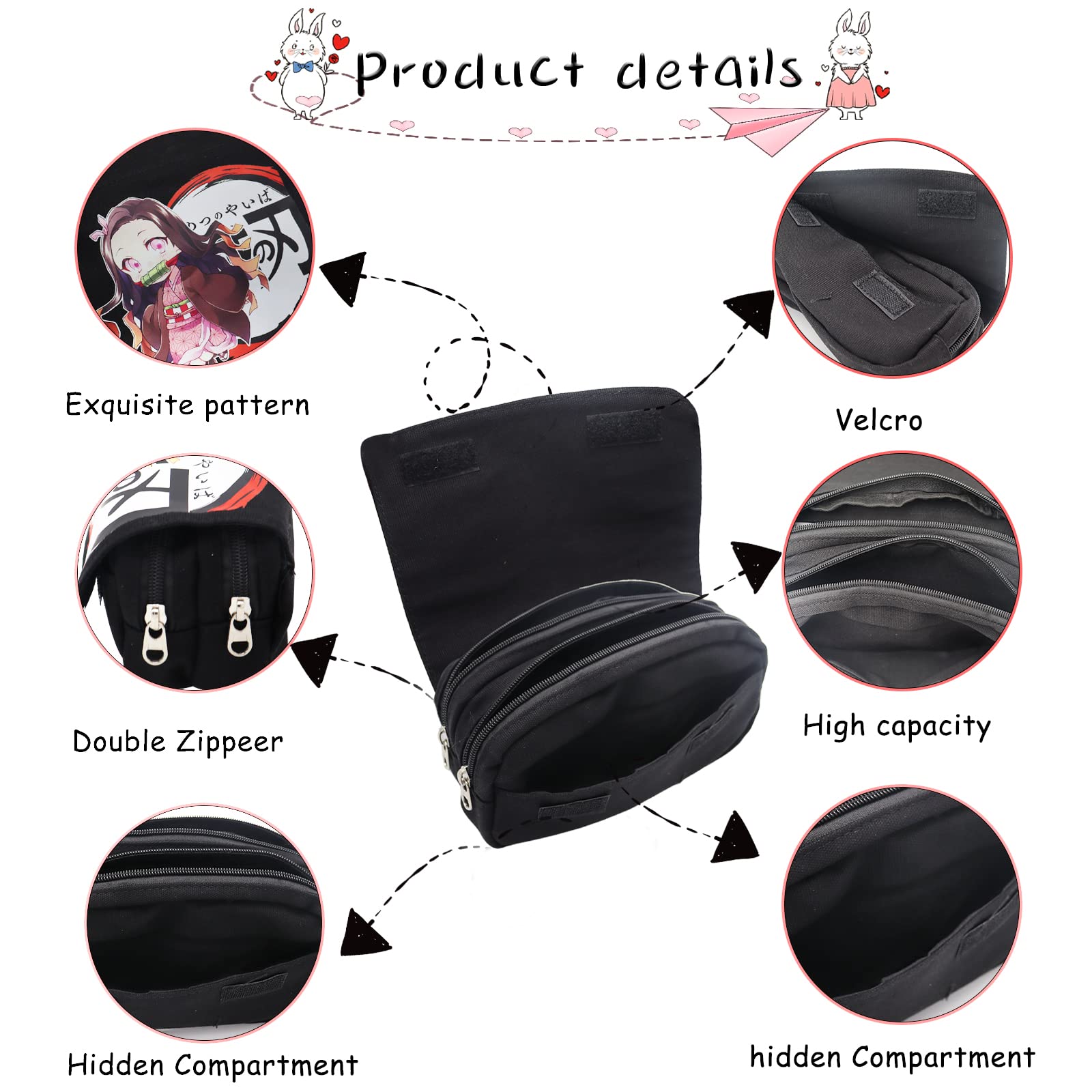 IUTOYYE Anime Pencil Case Holder Pouch Holder Box Organizer Stationery Large Capacity Makeup Bag Zipper Canvas Pencil Box School Gift(A Style)