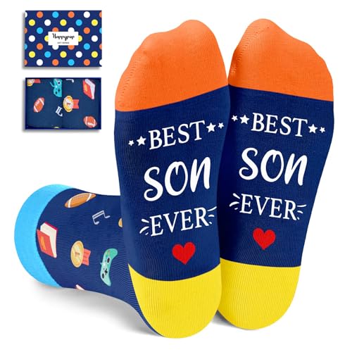 HAPPYPOP Crazy Socks For Kids, Fun Boys Socks, Best Son Ever Gifts, Son Gifts From Mom Dad