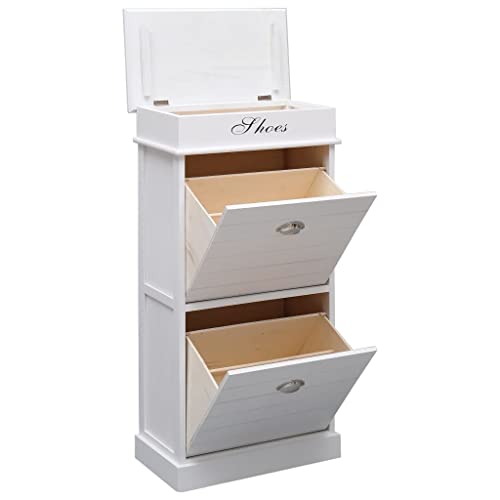 WIFESE Shoe Storage Shoe Cabinet for Entryway 19.7"x11"x38.6" Shoe Organizer Shoe Cubby Storage with Doors Shoe Rack Organizer Shoe Shelves Shoe Closet Article White