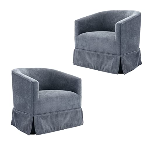 Locus Bono Swivel Accent Chair Set of 2, Upholstered Swivel Chairs for Living Room, Bedroom, Lounge, Nursery, Fabric Swivel Barrel Chair for Small Space (Gray), SD-203