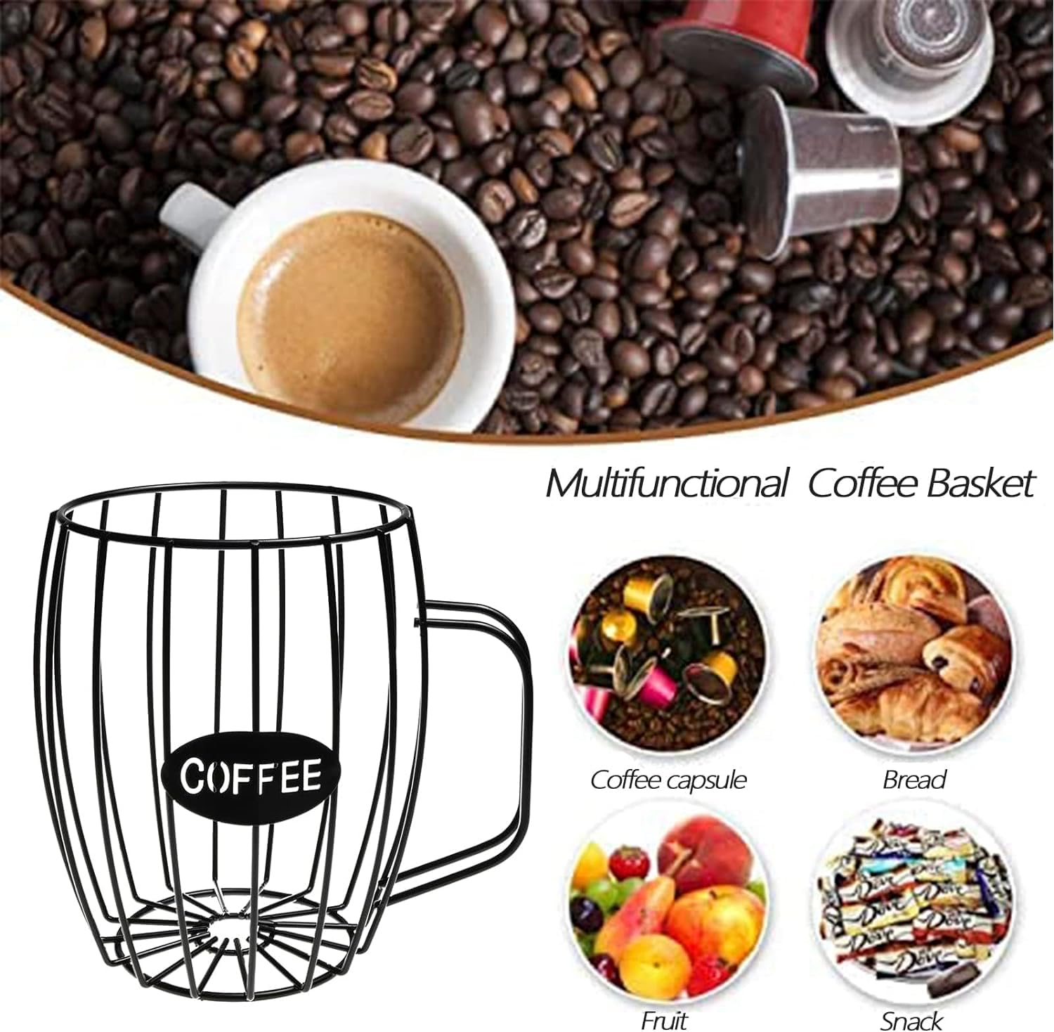 K Cup Holder and Coffee Pod Holder, K Cup Organizer, Large Capacity K Cup Holders, Coffee Pod Storage for Counter Kitchen Cafe Bar (Black)