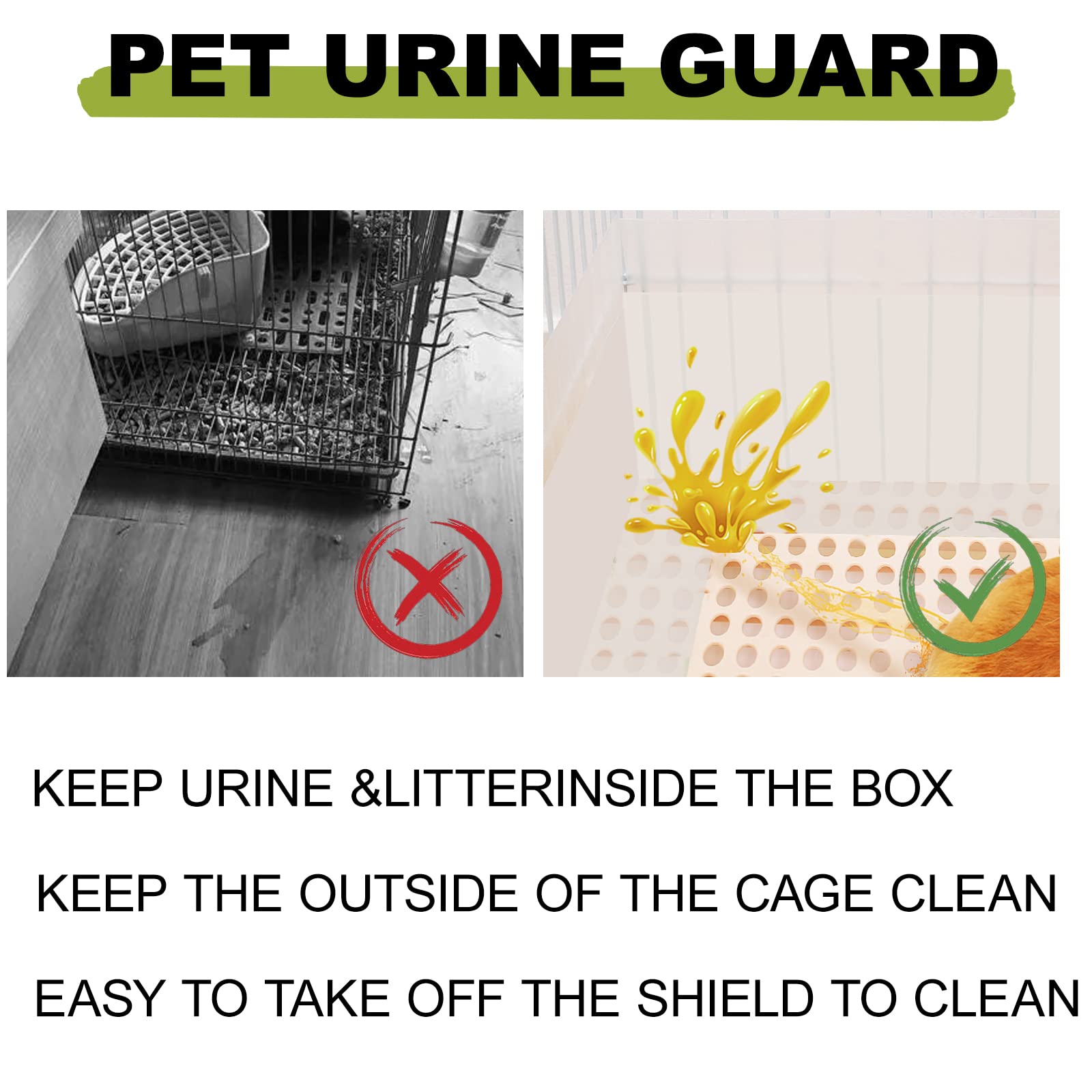 4PCS Rabbit Litter Box Splash Guard,Transparent Easy Clean Urine Shield,Urine Guard Side Lining Critter Pen Protection Splash Reusable,for Guinea Pigs,Chinchillas,Rabbits,and Other Small Animals.