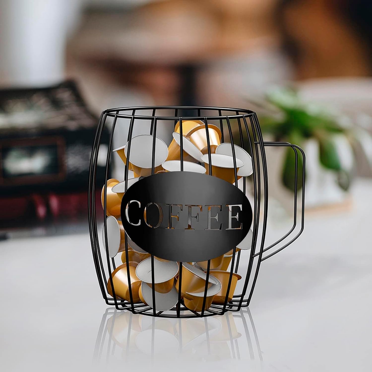 K Cup Holder and Coffee Pod Holder, K Cup Organizer, Large Capacity K Cup Holders, Coffee Pod Storage for Counter Kitchen Cafe Bar (Black)