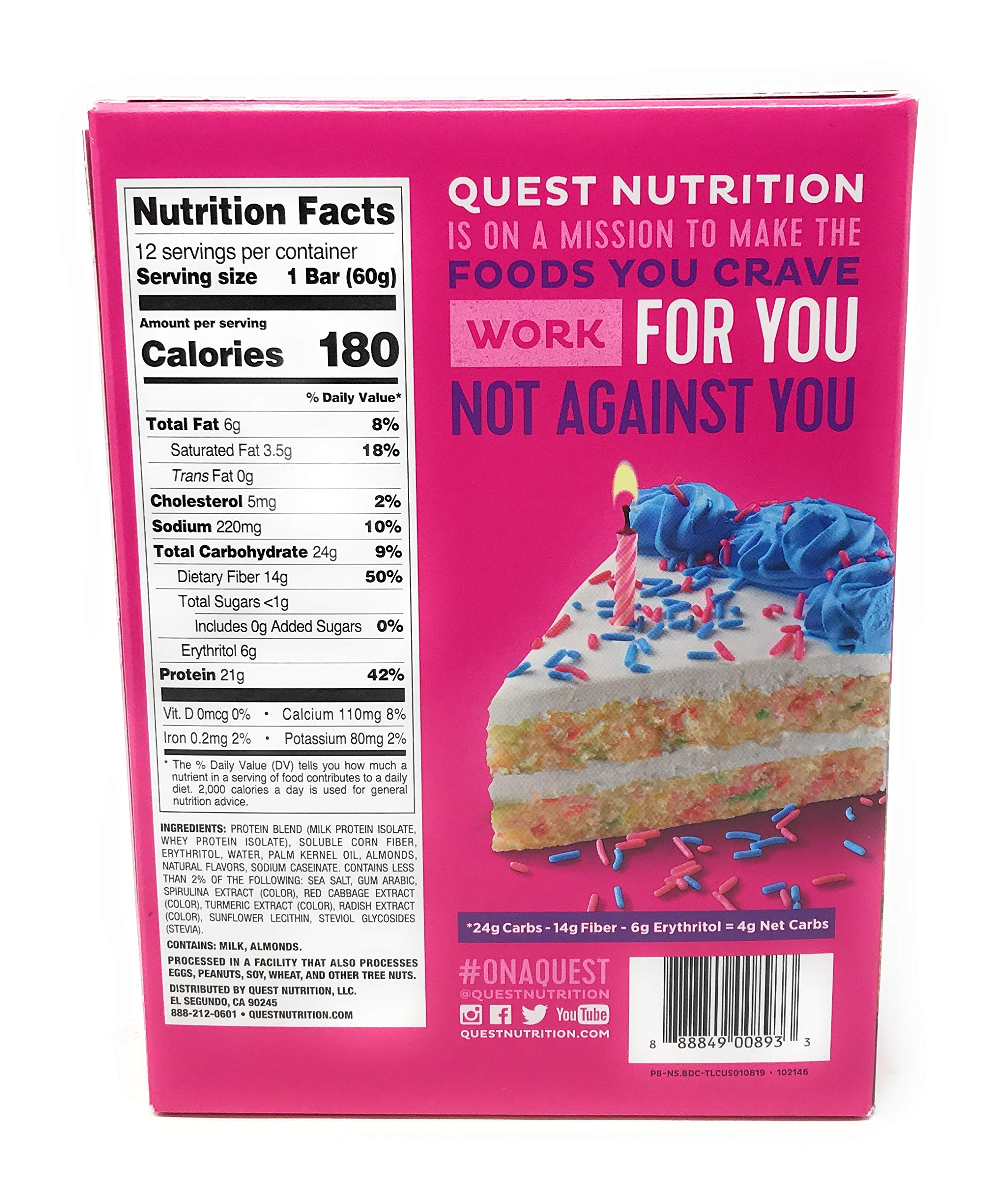 QUEST NUTRITION Birthday Cake Protein Bar 12 Count, 2.12 OZ