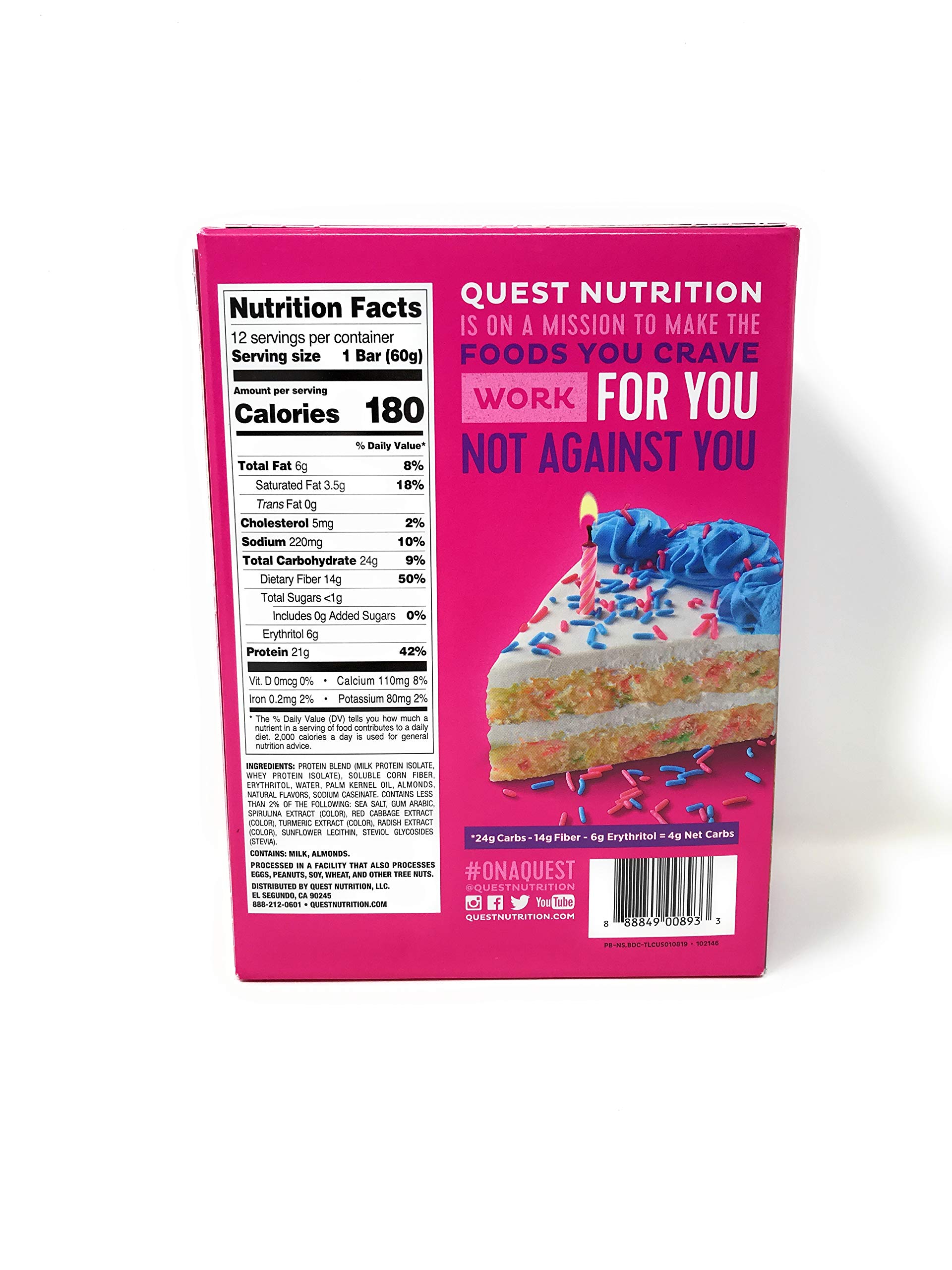 QUEST NUTRITION Birthday Cake Protein Bar 12 Count, 2.12 OZ