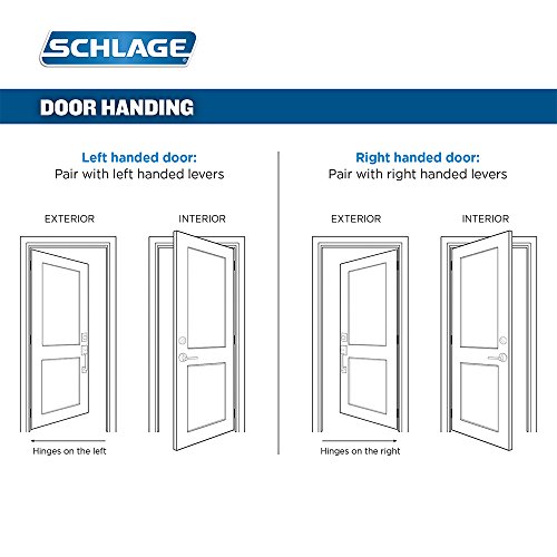 Schlage F93CAM716ACCLH Camelot Inactive Handleset with Accent Left-handed Lever, Aged Bronze