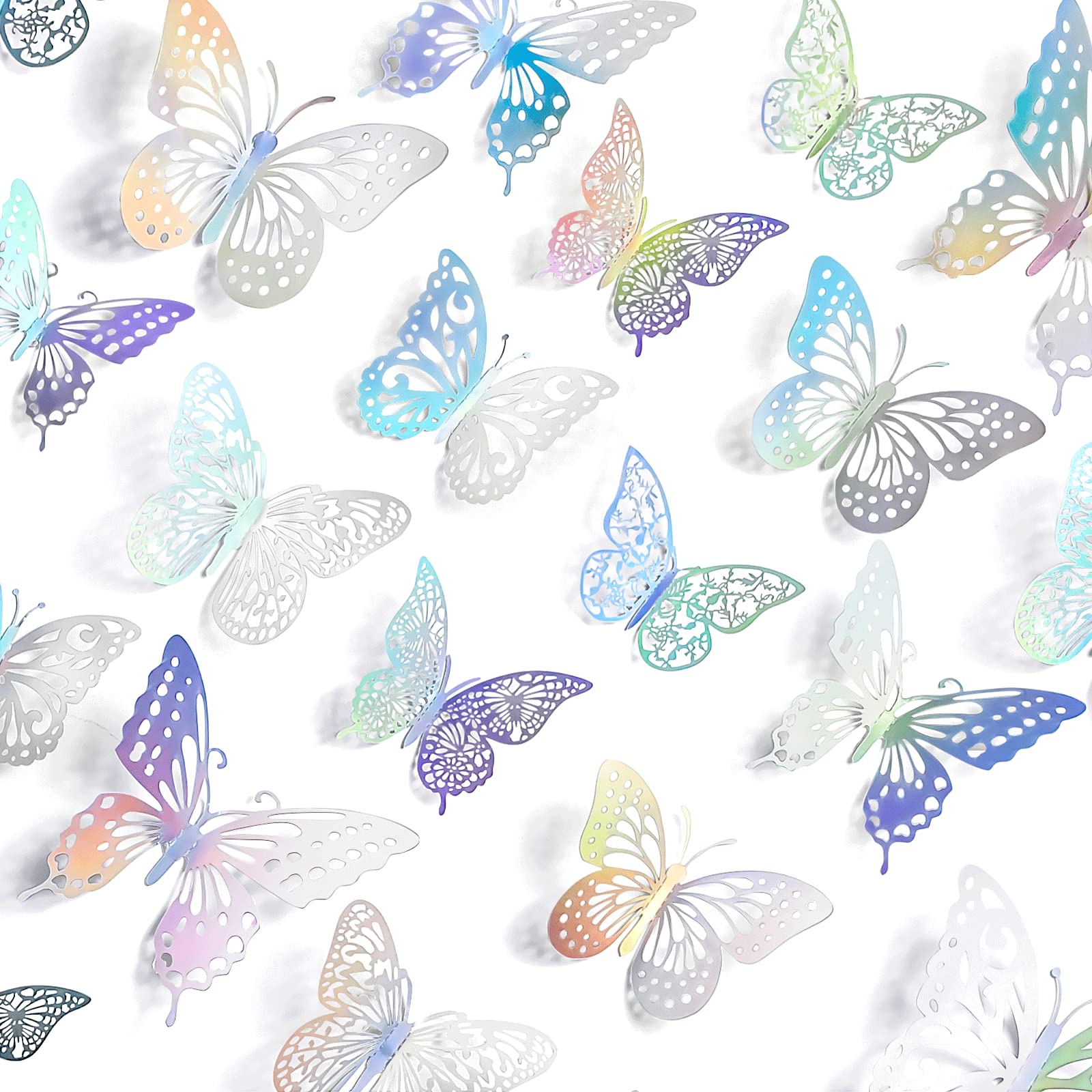 72 Pcs Butterfly Wall Decor Stickers, 6 Styles Gold Butterfly Decorations, 3 Sizes 3D Butterfly Party Decorations/Birthday Decorations/Cake Decorations, Gold Butterflies for Gold Wall Decor Room Decor