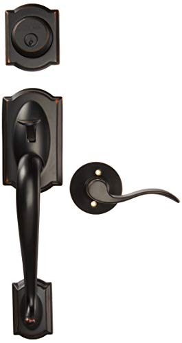 Schlage F93CAM716ACCLH Camelot Inactive Handleset with Accent Left-handed Lever, Aged Bronze