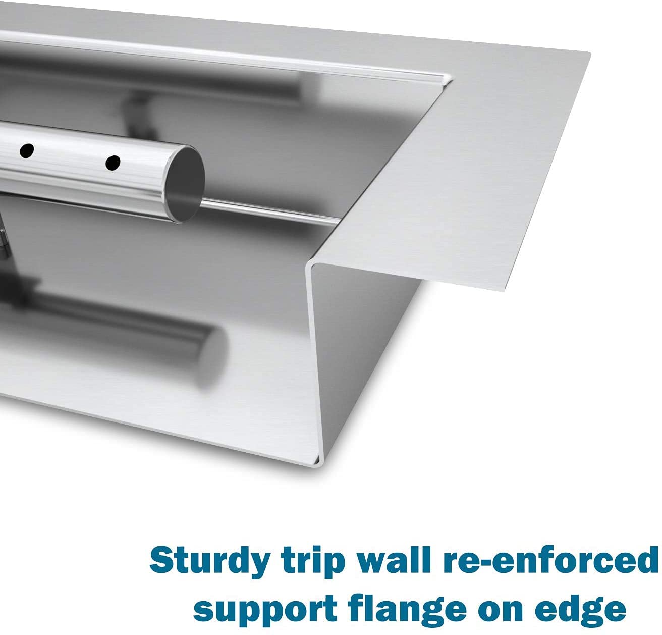 Uniflasy 36" by 12" Drop-in Fire Pit Pan Burner Kit, Stainless Steel Propane Rectangular Firepit Pan Insert with H-Burner, Spark Ignition Propane Hose Kit Fire Pit Table Insert for Indoor or Outdoor