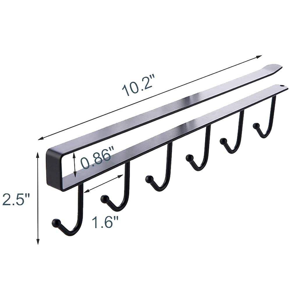 Mug Hook Display Cup Storage Organizer Hanger Rack and Scarf Hanging Hook Rack Holder Under Cabinet Closet Without Drilling (White)