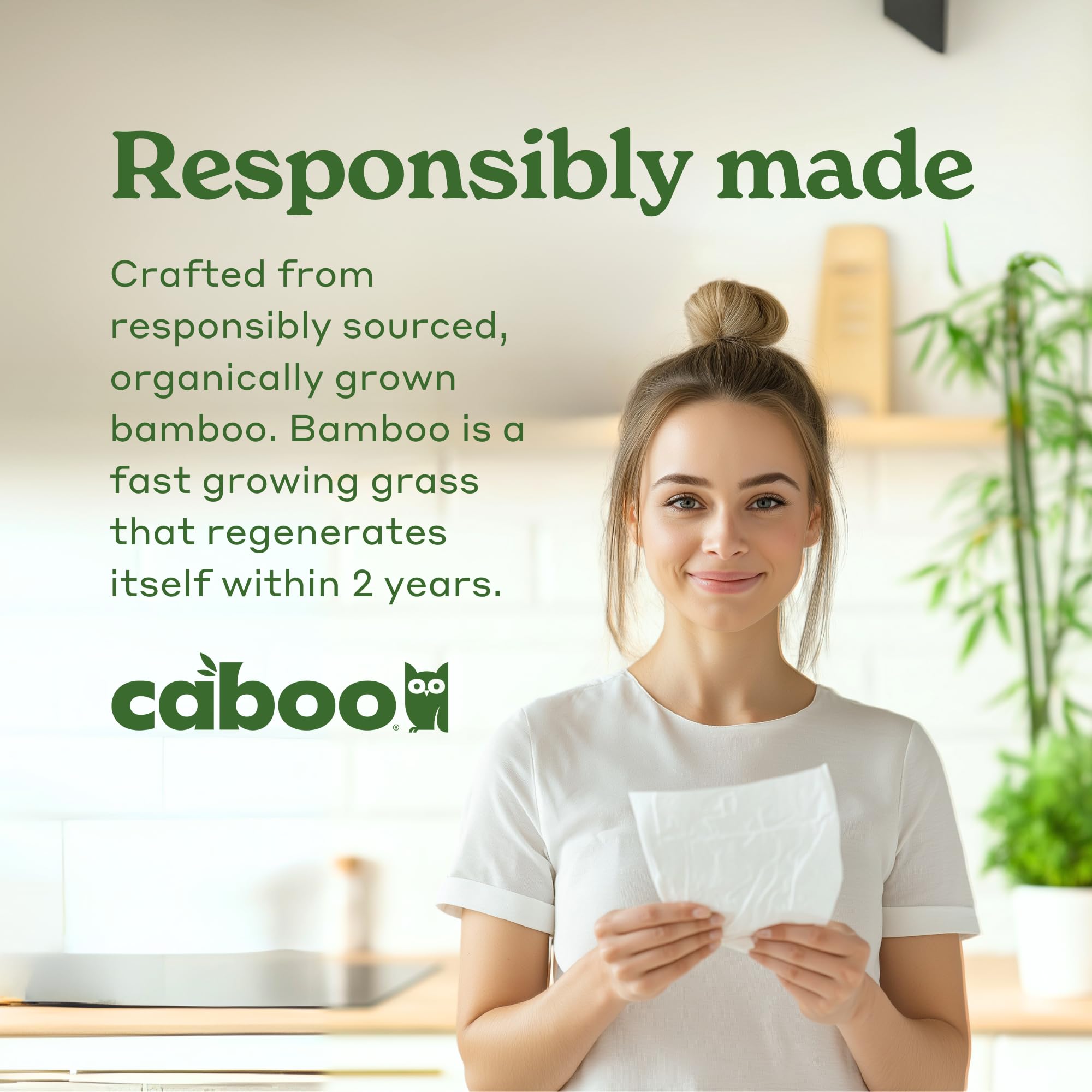 Caboo Tree Free Bamboo Paper Napkins, 4 Packs of 250, 1000 Total Napkins, Eco Friendly, Sustainable, and Disposable Kitchen Napkins