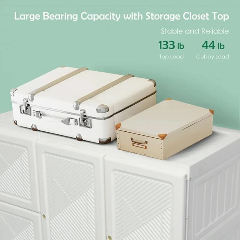 n/a Foldable Armoire Wardrobe Closet with 8 Cubby Storage Closet Shelf Storage Bedroom Furniture Storage Cabinet