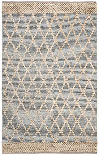 SAFAVIEH Natural Fiber Collection 5' x 8' Light Blue NF951L Handmade Boho Moroccan Trellis Jute Area Rug