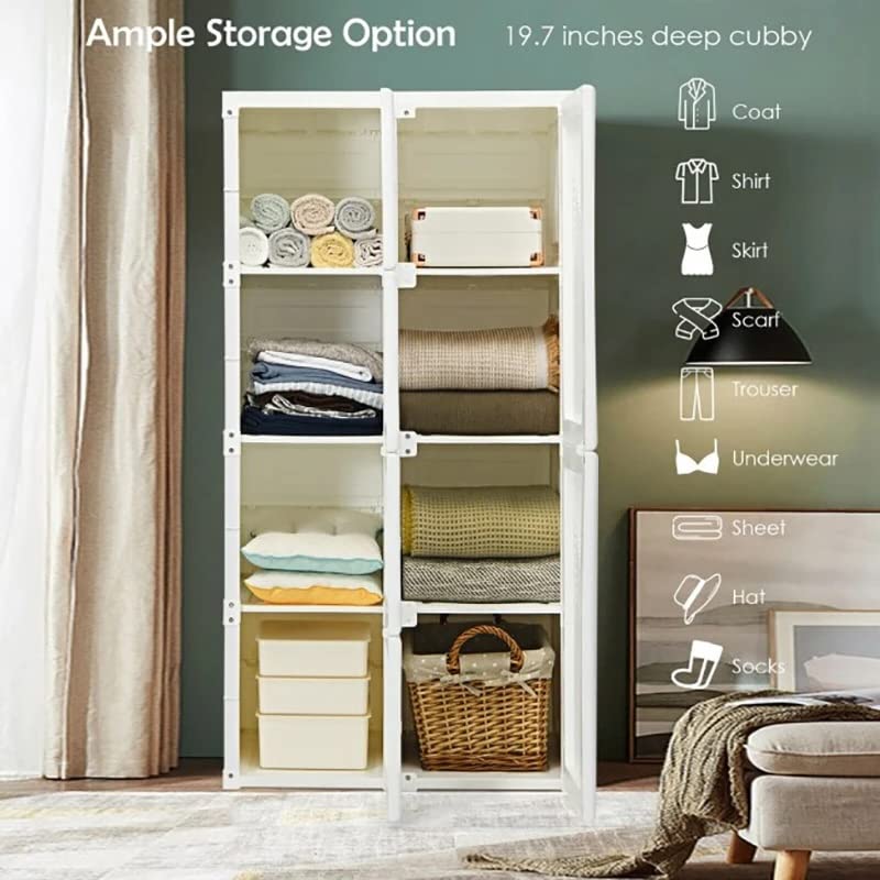 n/a Foldable Armoire Wardrobe Closet with 8 Cubby Storage Closet Shelf Storage Bedroom Furniture Storage Cabinet