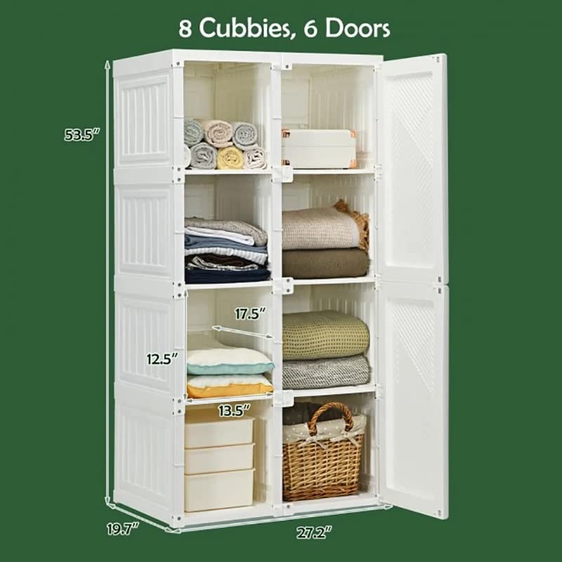 n/a Foldable Armoire Wardrobe Closet with 8 Cubby Storage Closet Shelf Storage Bedroom Furniture Storage Cabinet