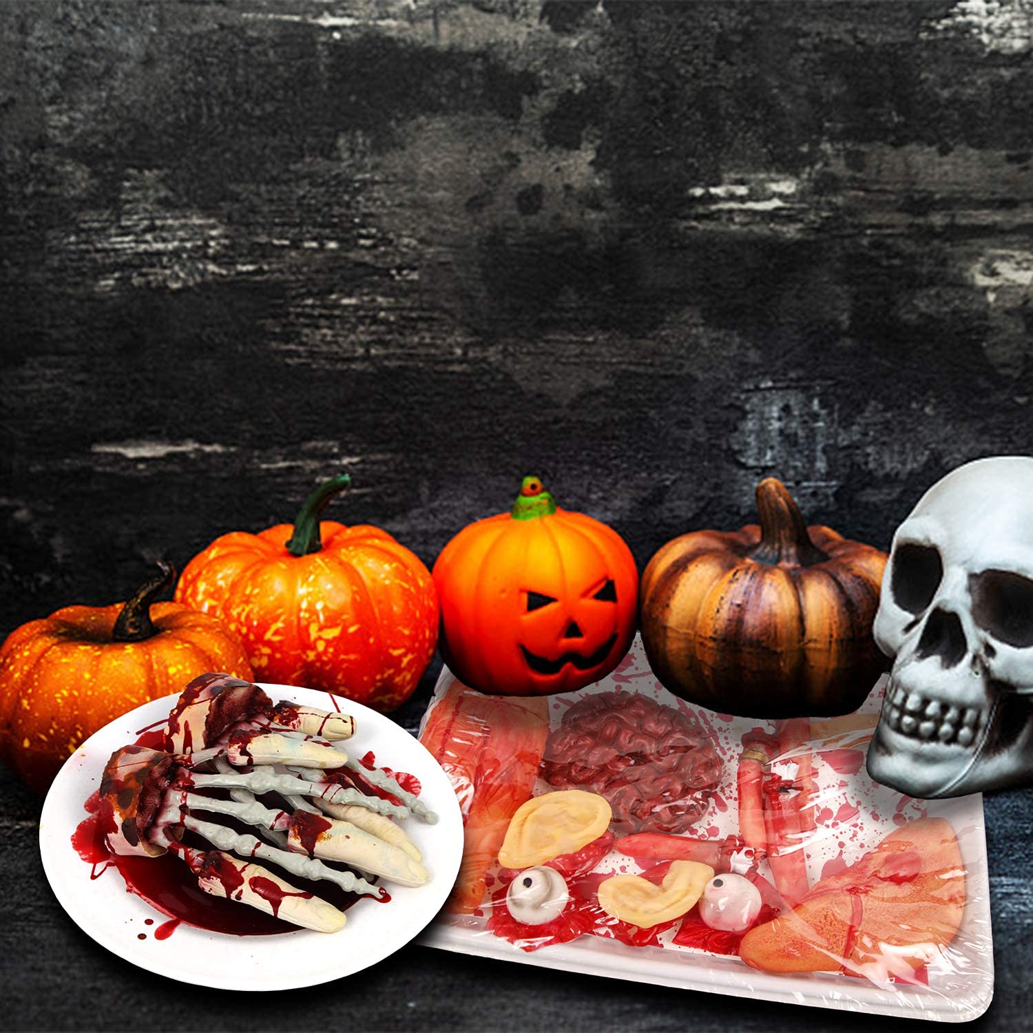 MOLEZU Handmade Halloween Realistic Internal Body Organs Props, Brain - Heart - Liver - Fingers - Eyes