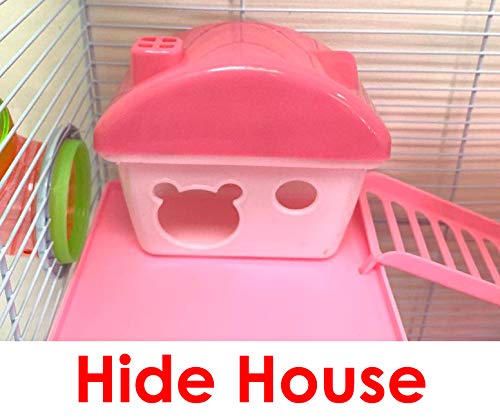 Pink Large 5-Levels Hamster Habitat Rodent Gerbil Mouse Mice Rats Animal Critters Home Cage Includes Complete Set of Accessories