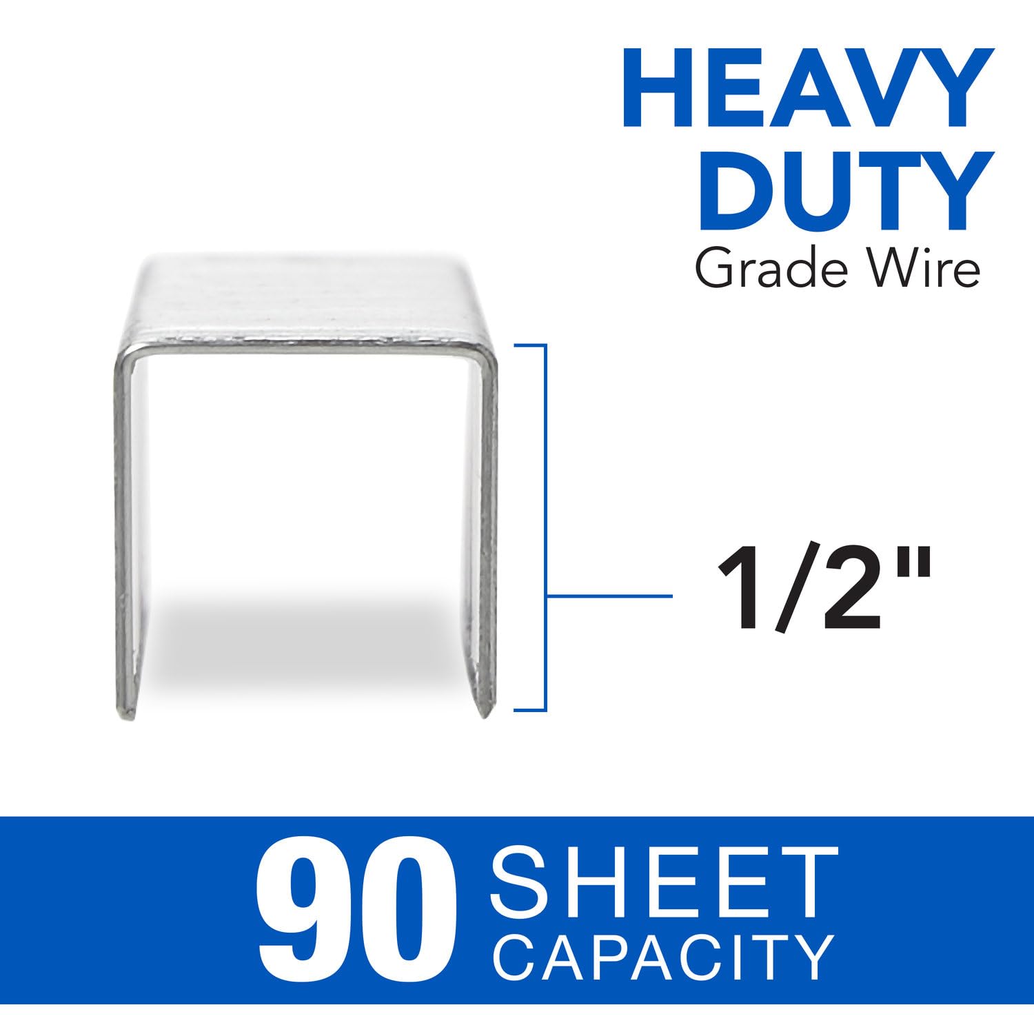 Swingline Staples, Heavy Duty, 1/2" Length, 90 Sheet Capacity, 100/Strip, 1000/Box, 1 Pack (35312), Silver