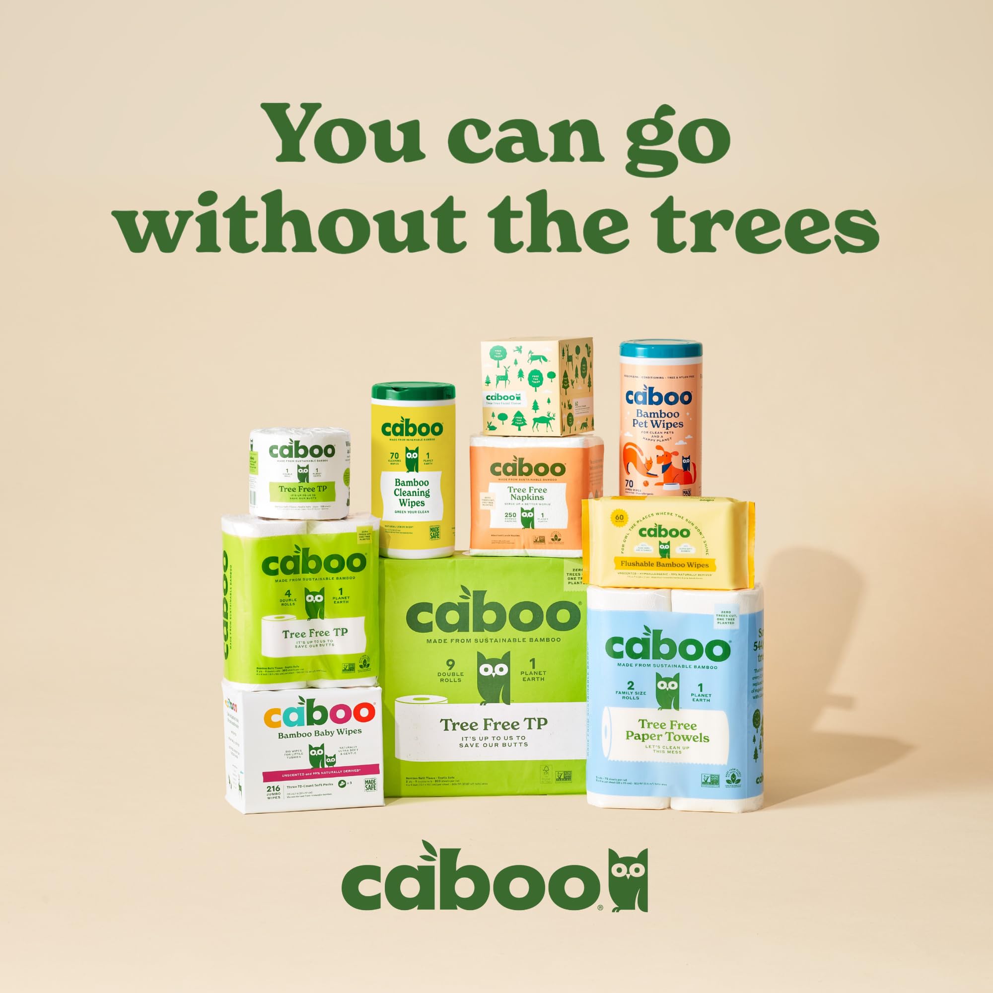 Caboo Tree Free Bamboo Paper Napkins, 4 Packs of 250, 1000 Total Napkins, Eco Friendly, Sustainable, and Disposable Kitchen Napkins