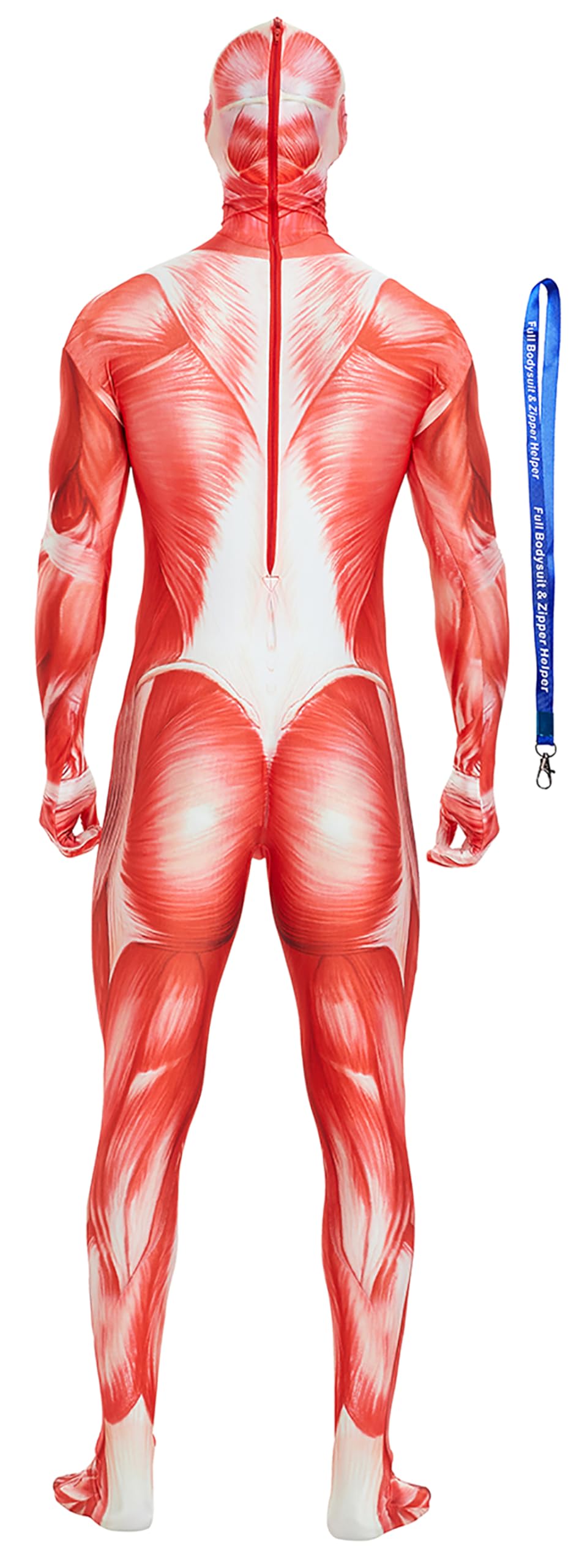Full Bodysuit With Zipper Helper Unisex Spandex Stretch Adult Costume Zentai Disappearing Man Body Suit (Large, Muscle)