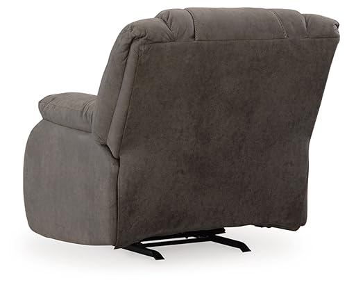 Signature Design by Ashley First Base Modern Faux Leather Rocker Recliner, Gray