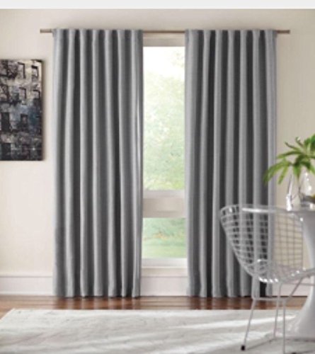 Home Decorators Collection 84 in. L Gray Polyester Back Tab Curtain