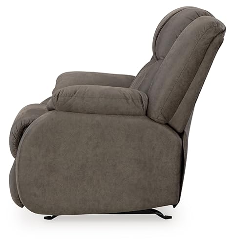 Signature Design by Ashley First Base Modern Faux Leather Rocker Recliner, Gray