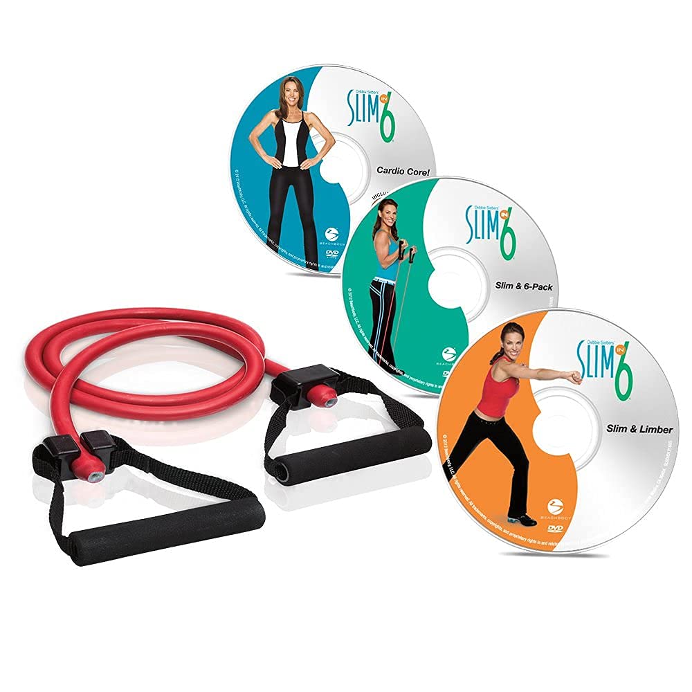Beachbody Slim in 6 DVD Workout Videos, Easy to Follow, Low Impact Body Weight Training, Exercises, Includes Eating Plan, Fitness & Nutrition Guide by Debbie Siebers, Resistance Band