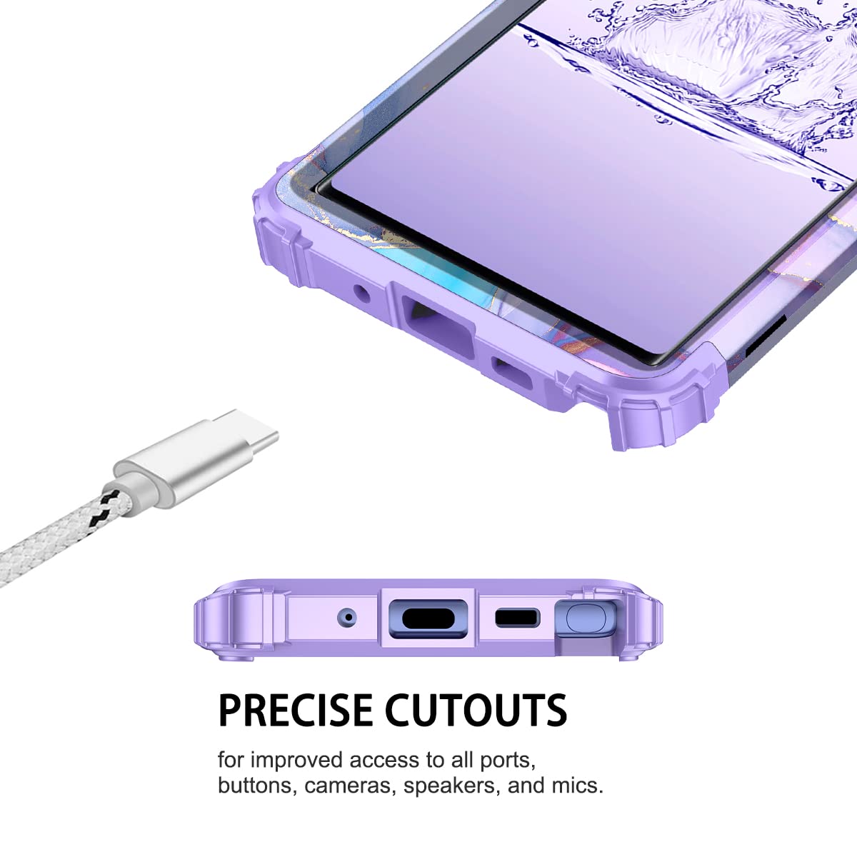 Hekodonk for Samsung Galaxy Note 10 Case,Heavy Duty Shockproof Protection Hard Plastic+Silicone Rubber Hybrid Protective Case for Samsung Galaxy Note 10,Amethyst Purple Marble