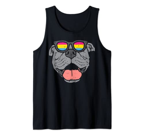 Pansexual Pitbull Cute Pan Pride Flag Pittie Dog Men Women Tank Top
