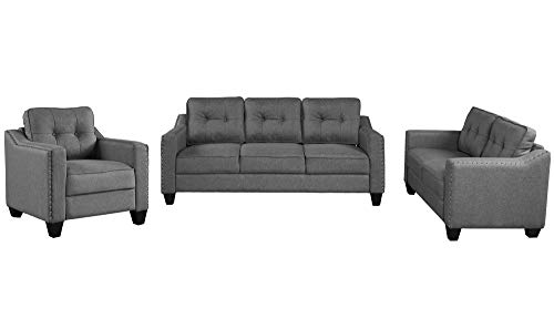 Merax 3 Piece Sectional Sofa, Living Room Furniture Set Sofa Set Include Armchair Loveseat Couch Tufted Cushions