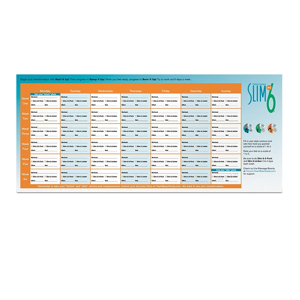 Beachbody Slim in 6 DVD Workout Videos, Easy to Follow, Low Impact Body Weight Training, Exercises, Includes Eating Plan, Fitness & Nutrition Guide by Debbie Siebers, Resistance Band