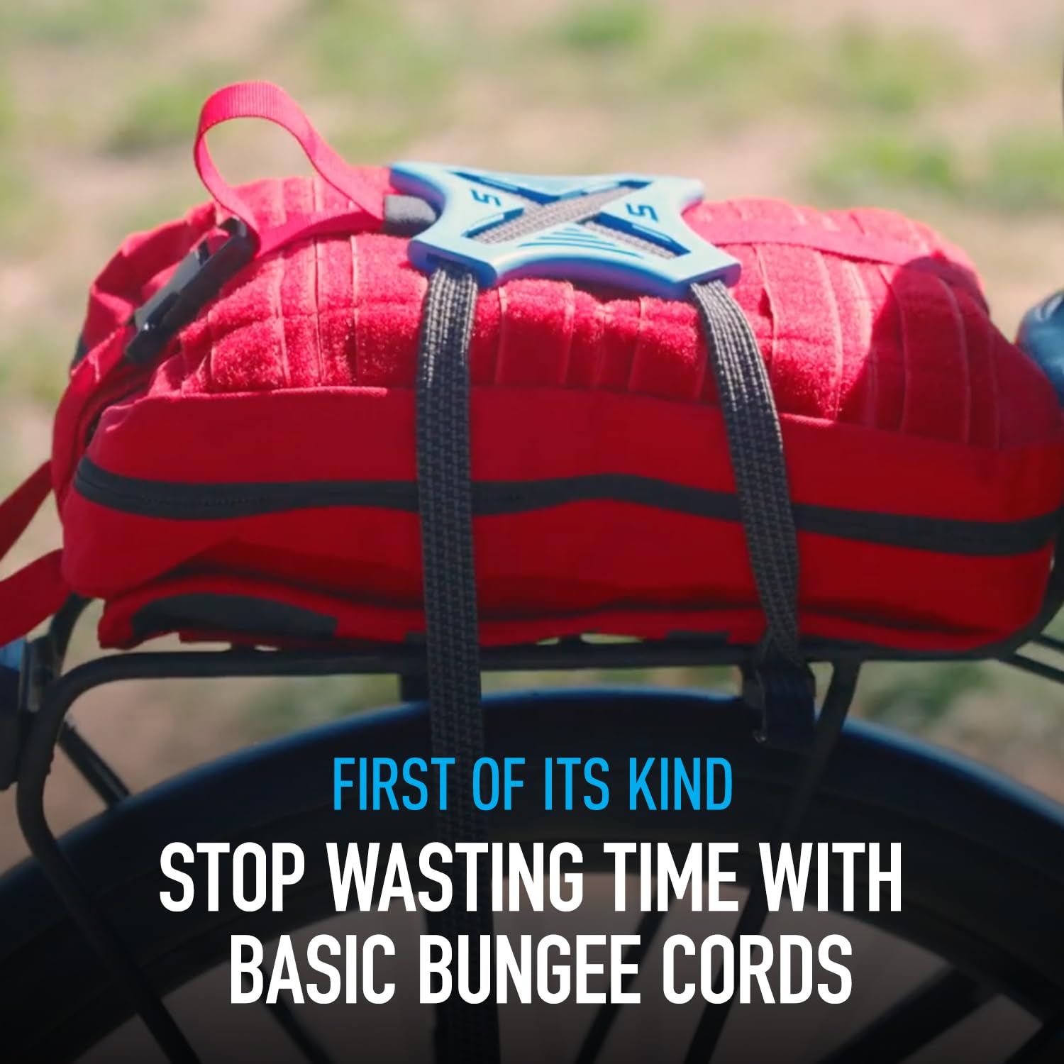 STAPLL Tack Strap – 4-Way Flat Bungee Cord with Rubber Pad Grip, Non-Slip Tie Down Straps for Motorcycle, ATV, Kayak, Cycling, Camping, Truck Storage, Adjustable Bungee Cords - 2 Pack (Orange)
