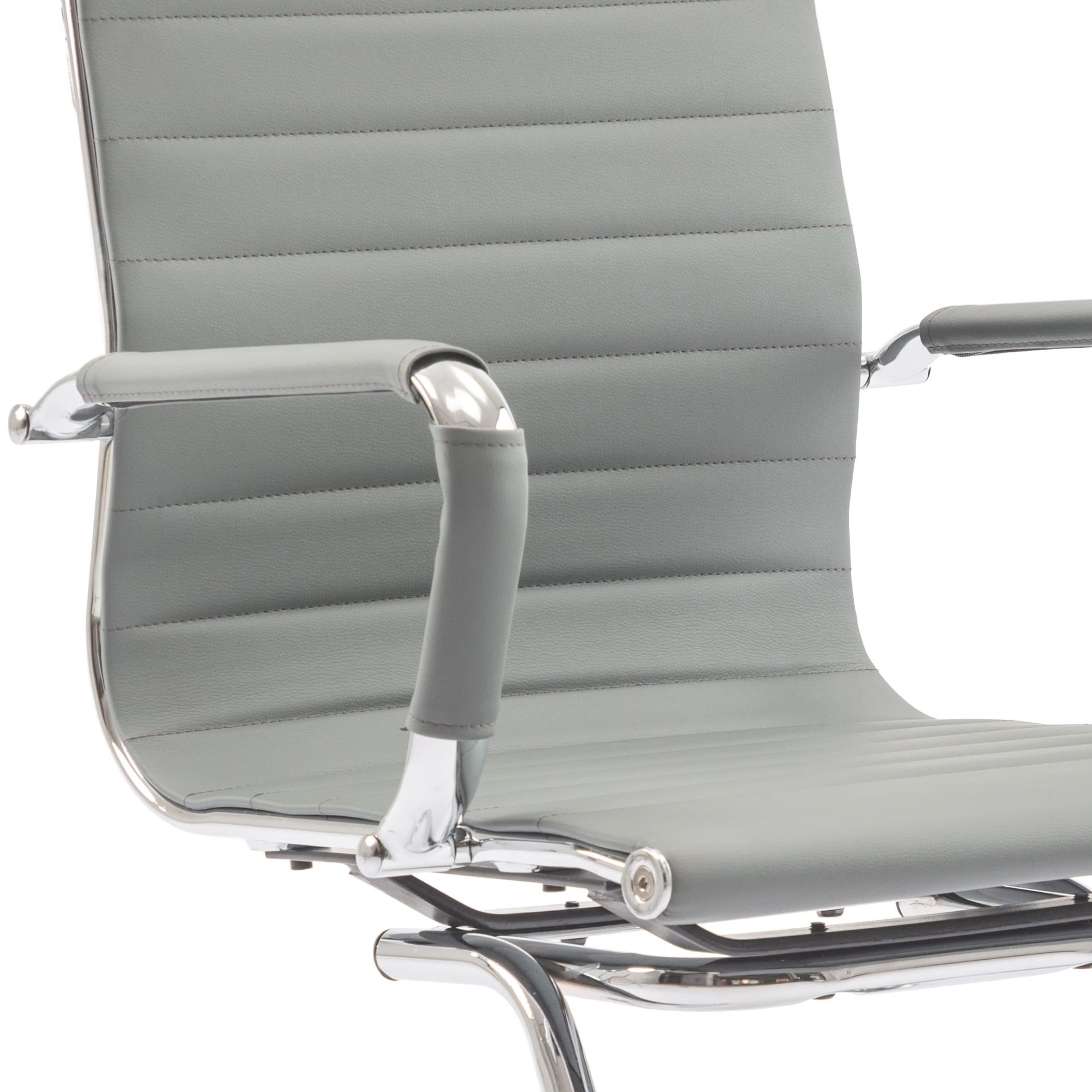 CIMOTA Waiting Room Chairs Leather Office Guest Chair Mid Back Reception Chairs with Sled Base for Meeting/Patient/Conference Room, Grey Set of 2