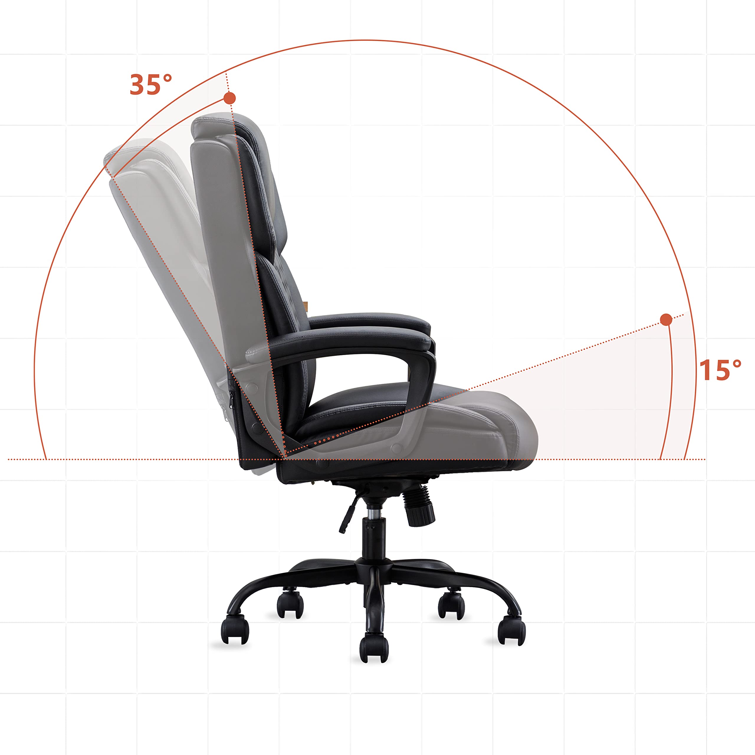 DYHOME Office Chair High Back Black Leather Executive Ergonomic Lumbar Support, Big and Tall Comfortable Home Office Computer Desk Chair Metal Base Modern Managerial Chair