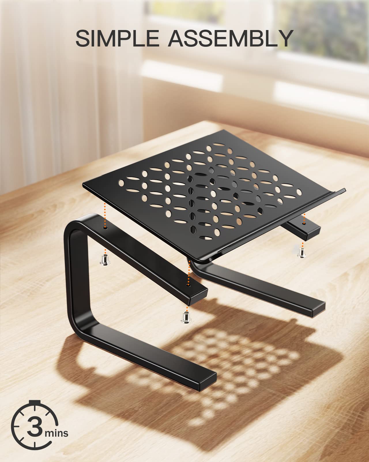 LORYERGO Laptop Stand for Desk, Ergonomic Laptop Riser Laptop Mount Computer Holder for Desk, Strengthened Notebook Stand Compatible with All 10-15.6β Laptops, Black