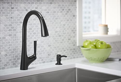 KOHLER R77748-SD-BL Malleco Touchless Pull Down Kitchen Sink Faucet with Soap/Lotion Dispenser in Matte Black