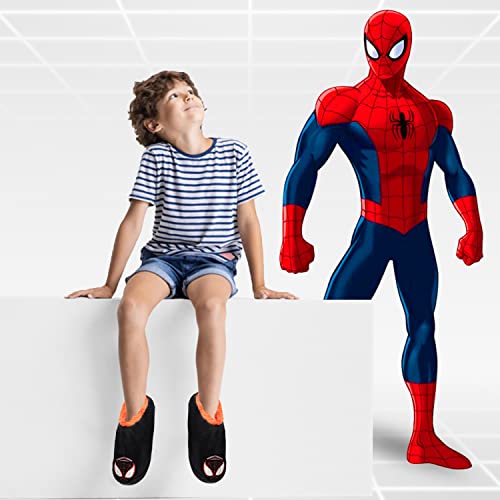 Marvel Socks and House Slippers, Spider Man Fuzzy Baba House Slipper Socks for Kids, Grippers, 2-Pack Black and Red Kids Fuzzy Socks