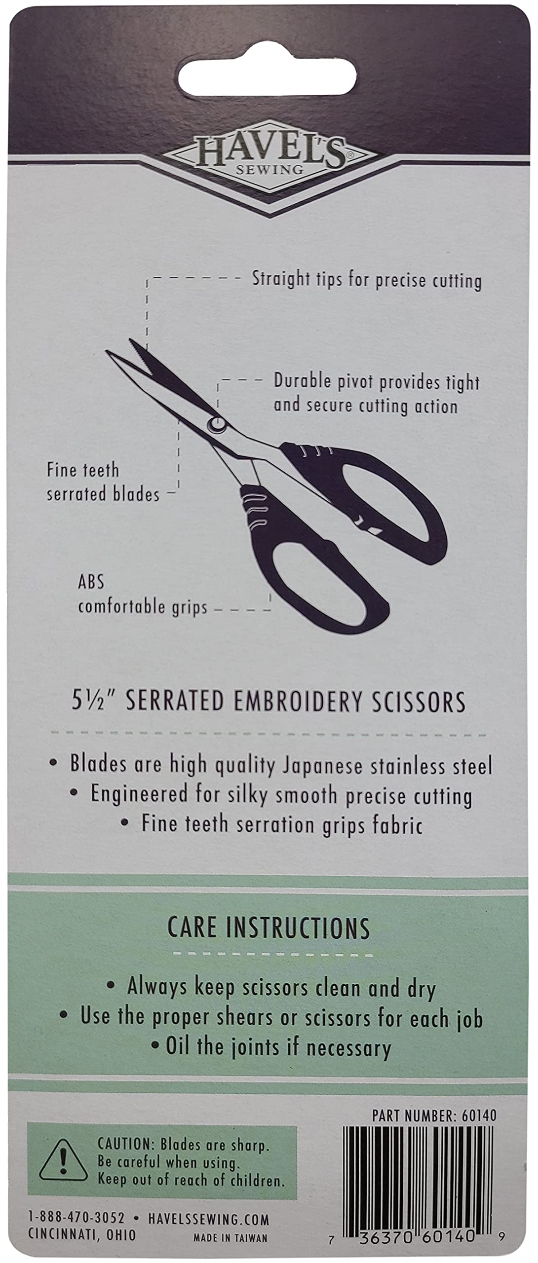 Havel's Serrated Embroidery Scissors, Purple